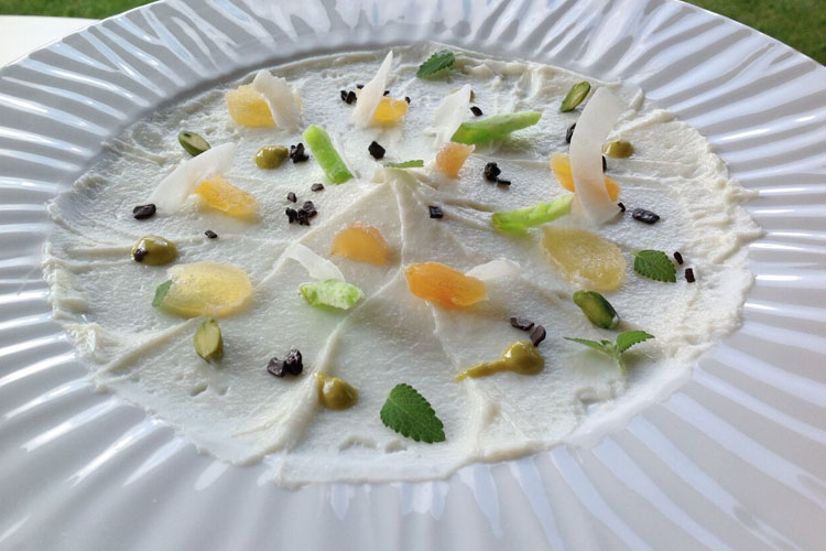 Carpacci Robiola With Candied Fruit And Chocolate Caviar - AzureAzure.com